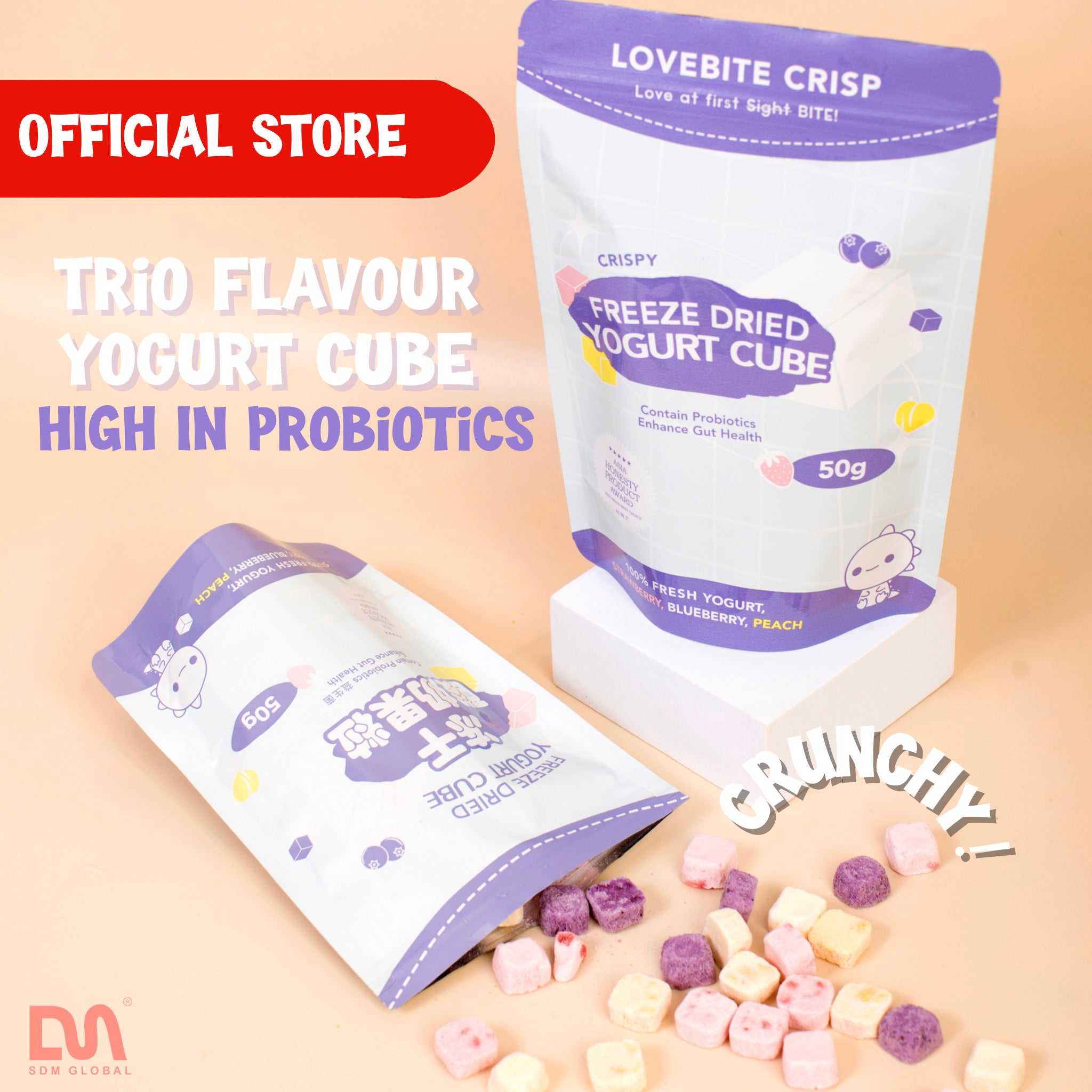 [50G] Freeze dried TRIO YOGURT CUBE 🥛! – Lovebite Crisp